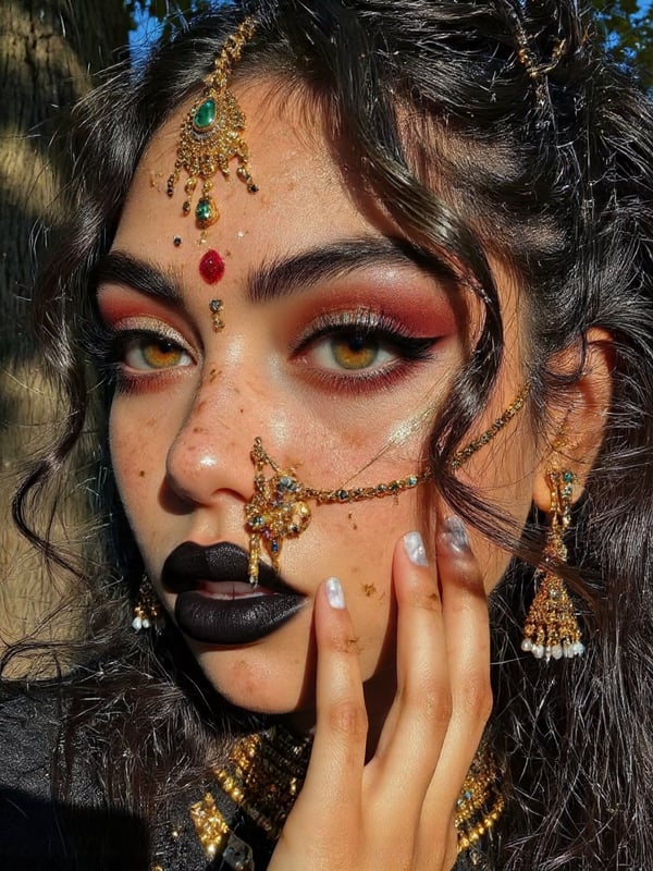 Gothic Indian Woman Face Close-up Nose Ring... | TensorHub Art ...