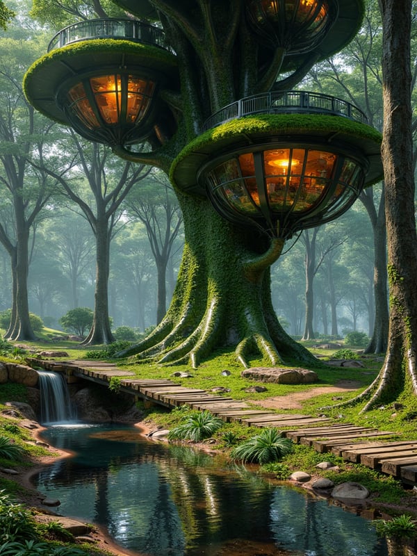 Pod tree house background | Tensor.Art | Tensor.Art