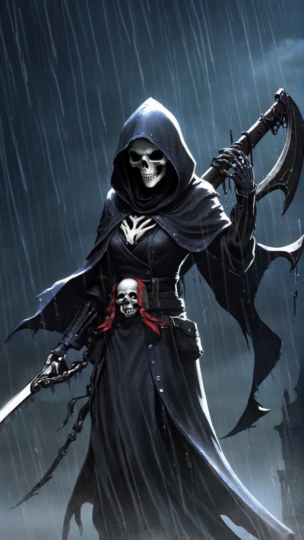 rain,death,1girl,reaper,weapon | image created by MazVer | Tensor.Art