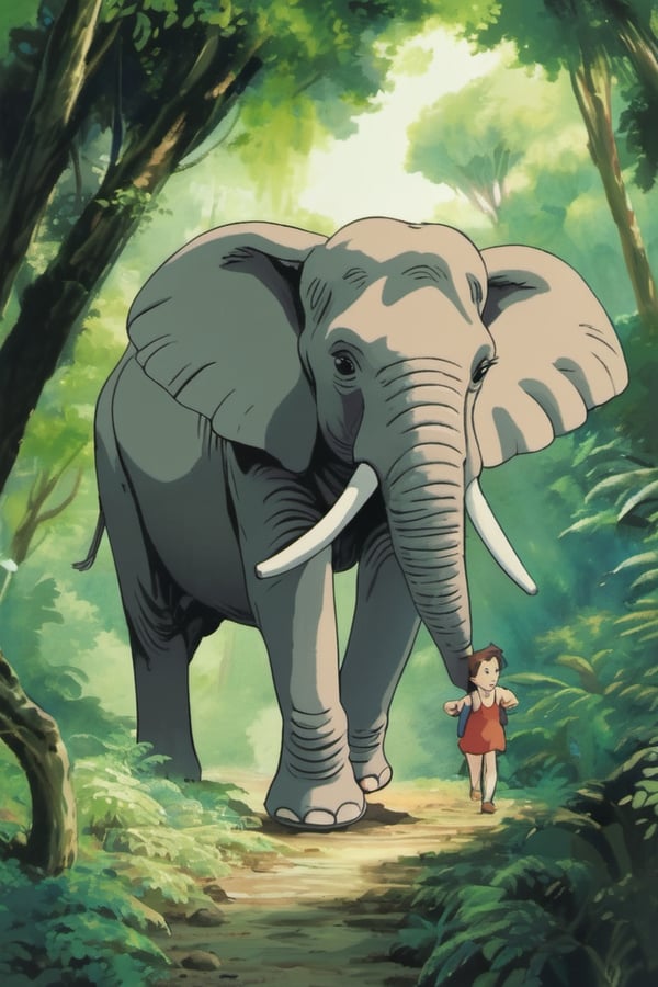 Anime artwork, an elephant an | image created by NowhereManGo | Tensor.Art