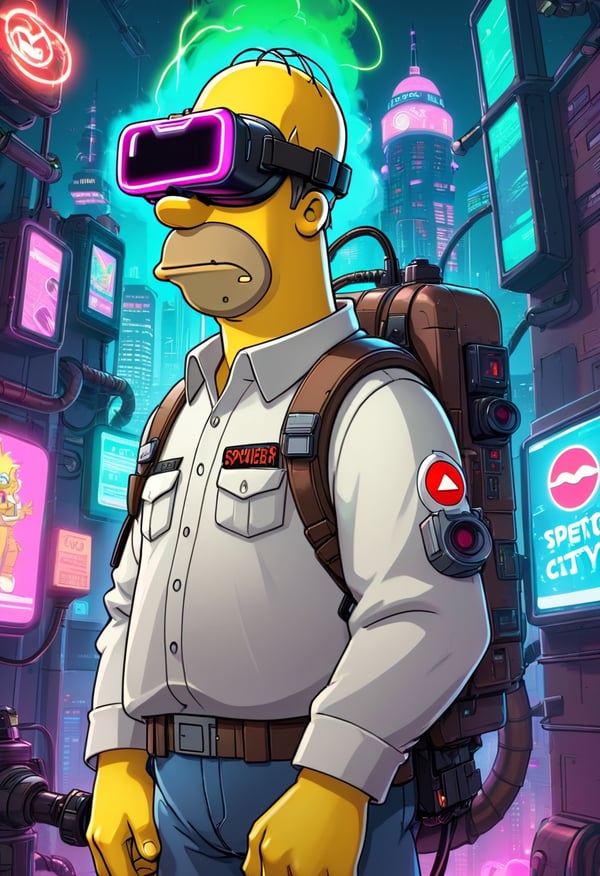 Ghostbuster Homer Simpson | image created by NowhereManGo | Tensor.Art