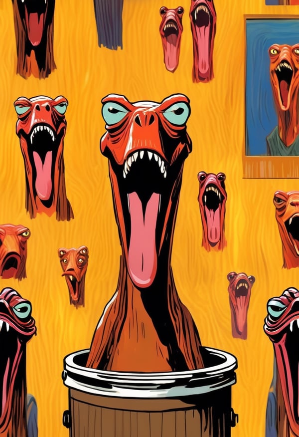 Jar Jar Binks doing the Scream | image created by NowhereManGo | Tensor.Art
