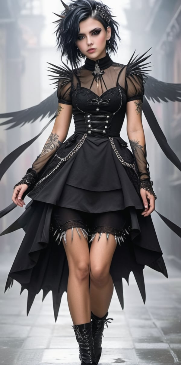 A punk-rock angel with dark wi | image created by BooAImagery | Tensor.Art