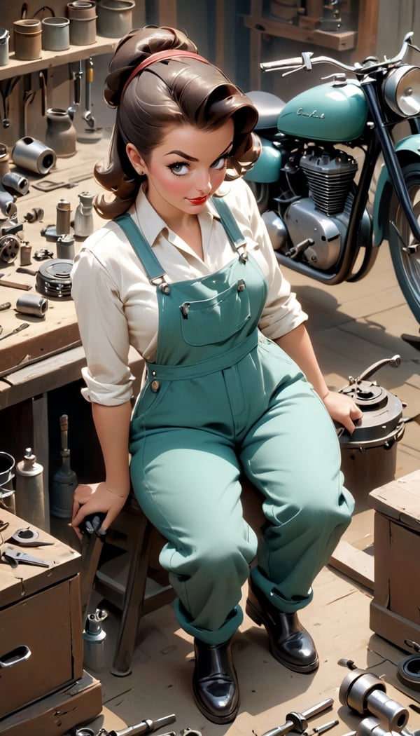 1950s mechanic model woman in | image created by BooAImagery | Tensor.Art