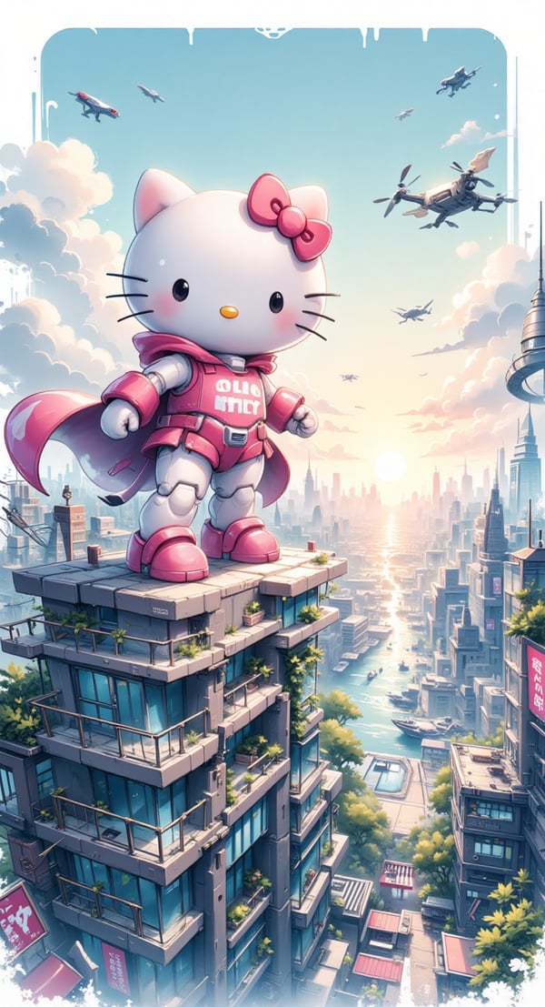 HELLO KITTY GUNDAM | image created by Risk_Art | Tensor.Art