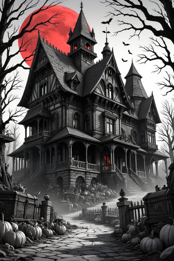 Haunted house with blood - Free AI Image | Tensor.Art | Tensor.Art