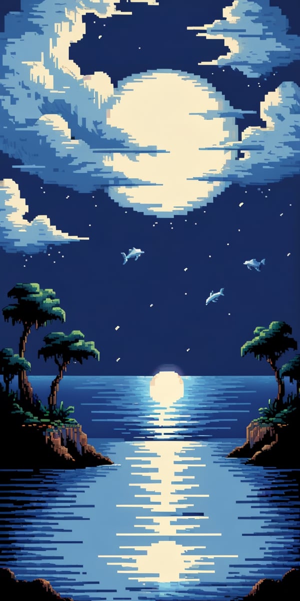 Dolphin and full moon | image created by miramura101 | Tensor.Art