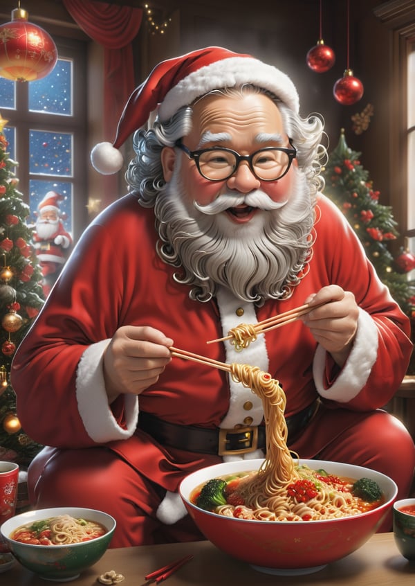 Santa, have some hot Ramen bef | image created by miramura101 | Tensor.Art