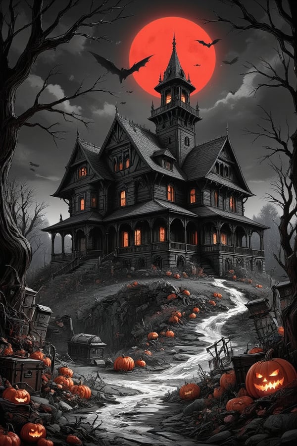 Haunted house with blood - Free AI Image | Tensor.Art | Tensor.Art