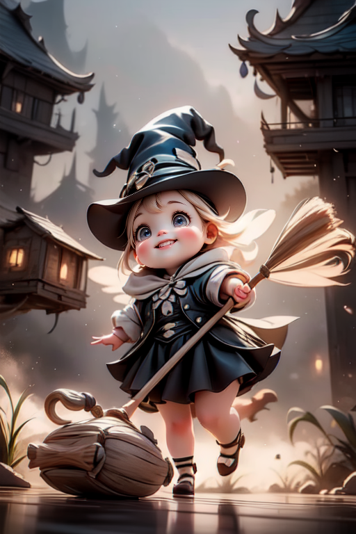 A cute chibi witch | image created by Ashmuth | Tensor.Art
