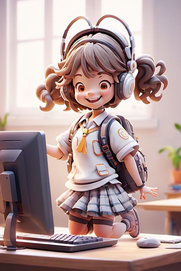 a schoolgirl using a computer, | image created by Ashmuth | Tensor.Art