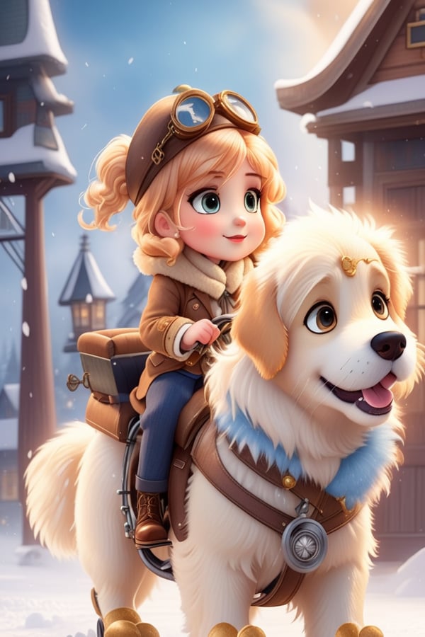 Girl riding Dog | image created by Wiseoldhobbit425 | Tensor.Art