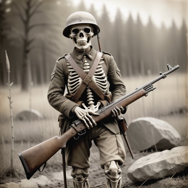1919 photo of a skeleton as a | image created by Freddy Bloggs | Tensor.Art