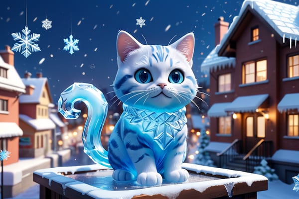 Cat and Ice Sculpture 1 | image created by Cowart | Tensor.Art