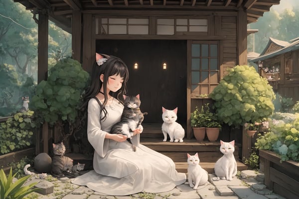 Cats zen garden wallpaper 2909 | image created by Cowart | Tensor.Art