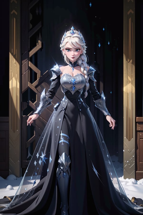 Elsa Black Winter Queen | image created by 𝓣𝓱𝓮 𝓔𝓷𝓭 | Tensor.Art