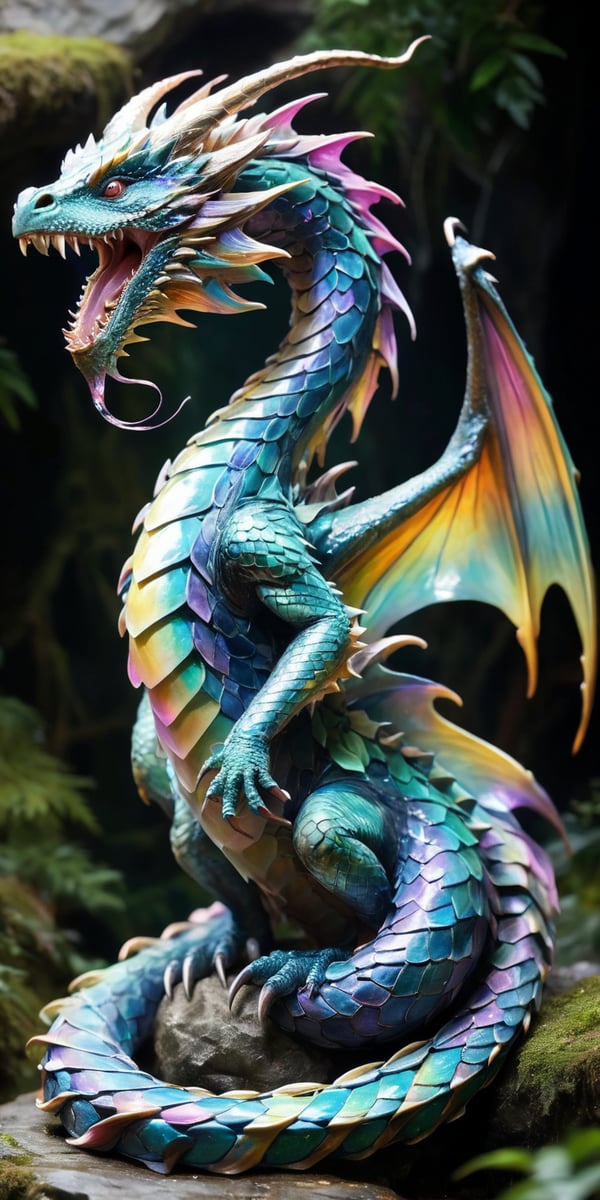 A serpentine dragon with iride | image created by Caption Master ...