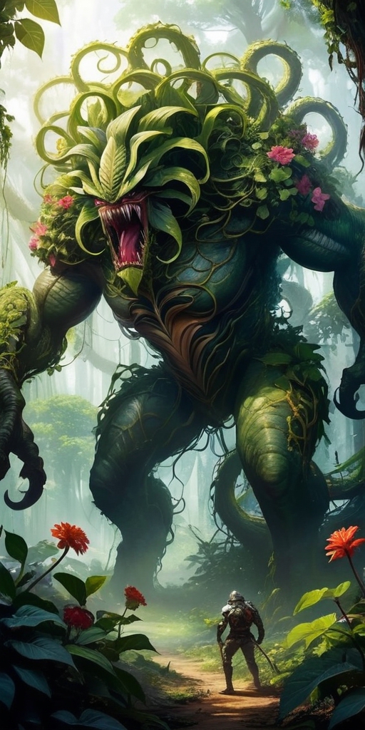 A monstrous plant with thick, | image created by Caption Master ...