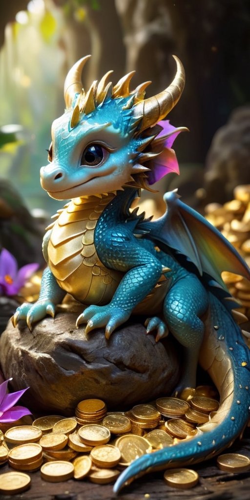 A baby dragon curled up asleep | image created by Caption Master ...