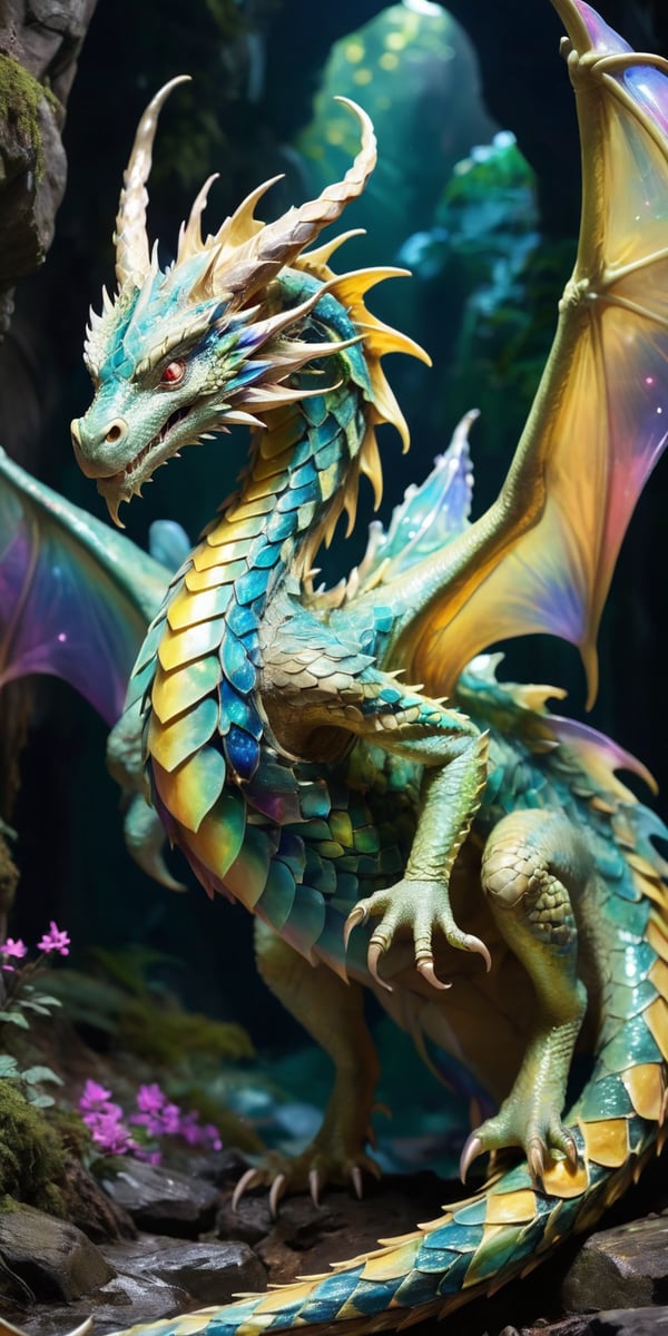 A serpentine dragon with iride | image created by Caption Master ...