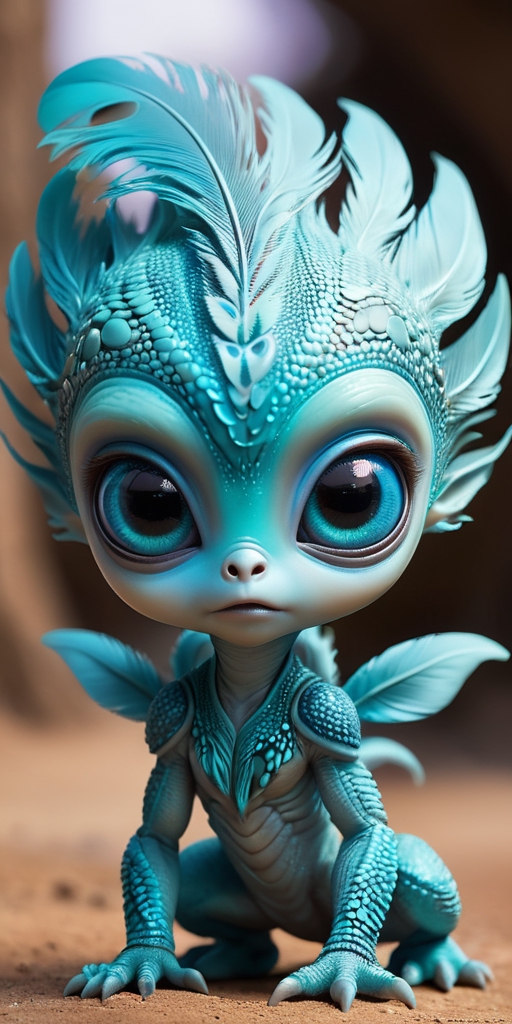 An alien infant with a body th | image created by Caption Master ...
