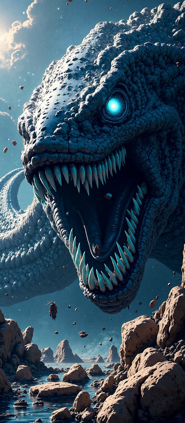A colossal alien monster is se | image created by Caption Master ...