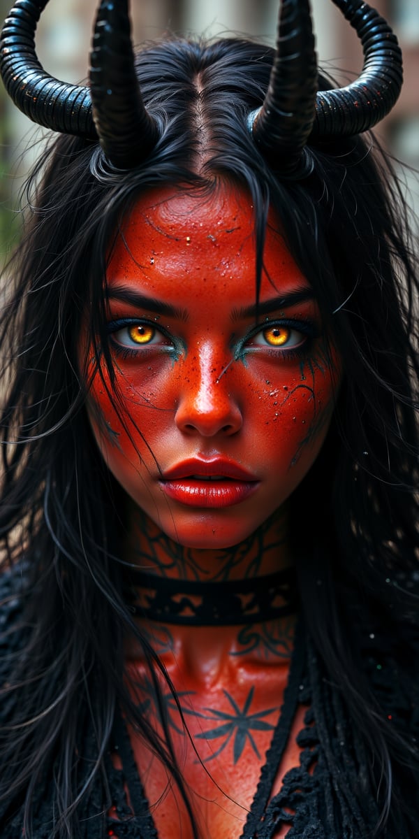 A demonic woman with crimson s | image created by Caption Master ...