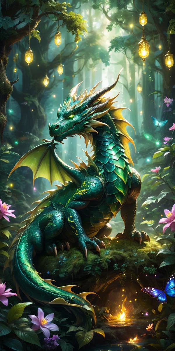 A magnificent dragon resting i | image created by Caption Master ...