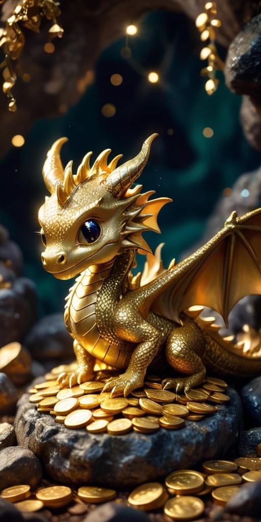 A baby dragon curled up asleep | image created by Caption Master ...