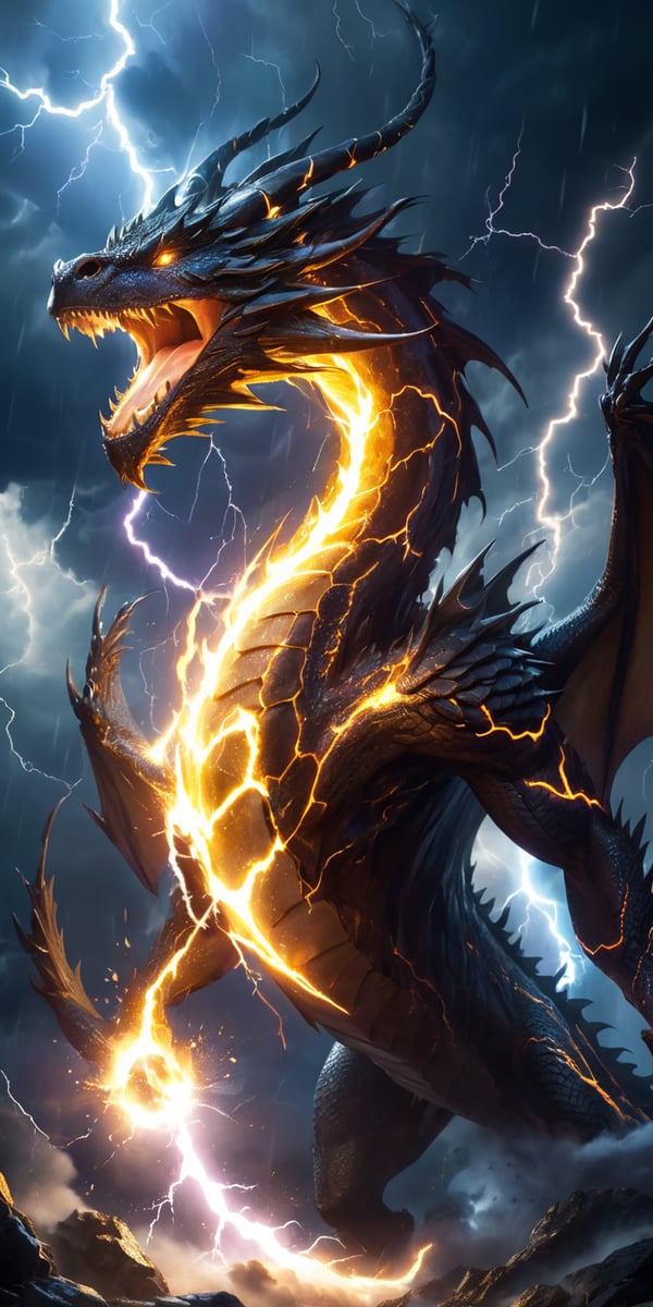 A lightning dragon, its serpen | image created by Caption Master ...