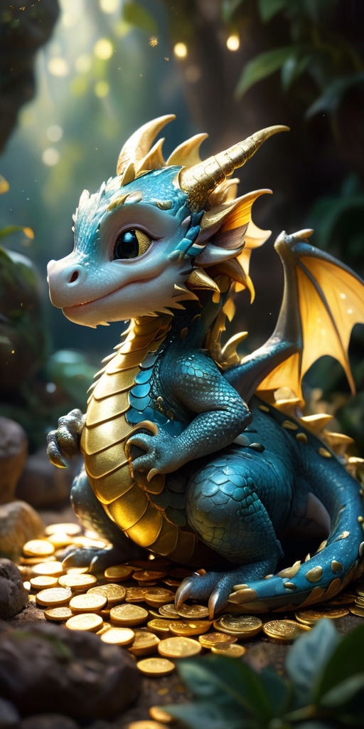A baby dragon curled up asleep | image created by Caption Master ...