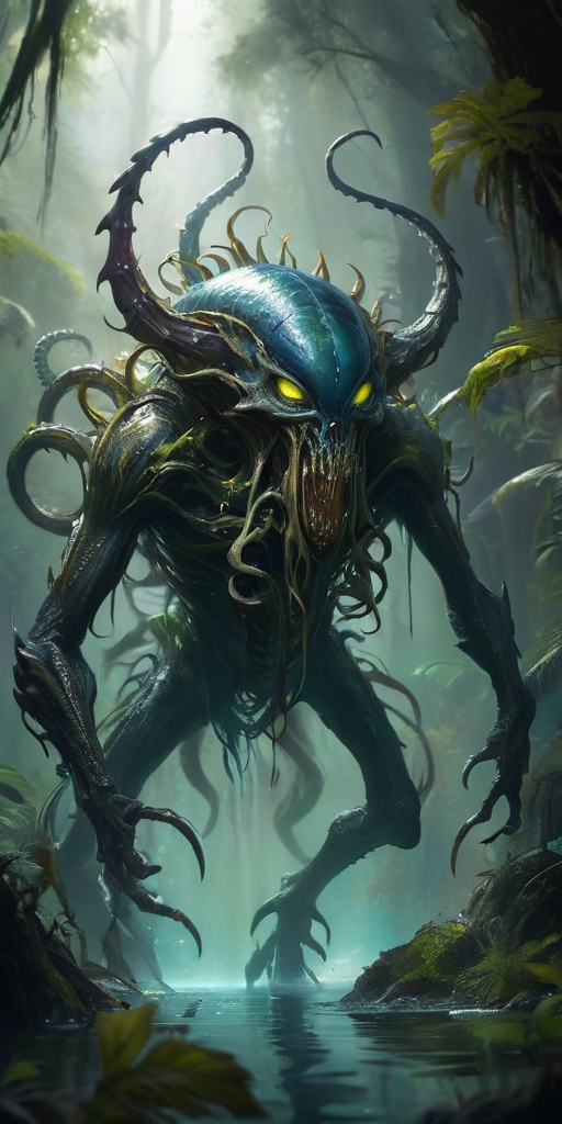 A colossal alien-monster hybri | image created by Caption Master ...
