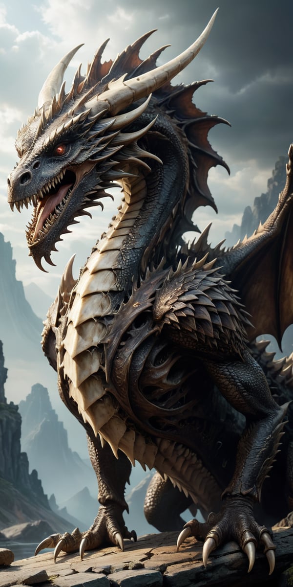 A colossal bone dragon, its f | image created by Caption Master ...
