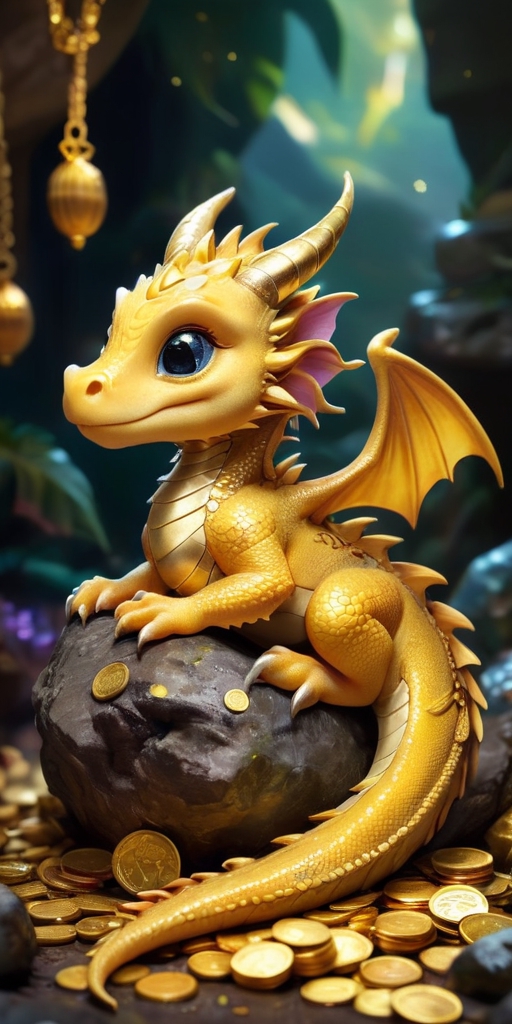 A baby dragon curled up asleep | image created by Caption Master ...