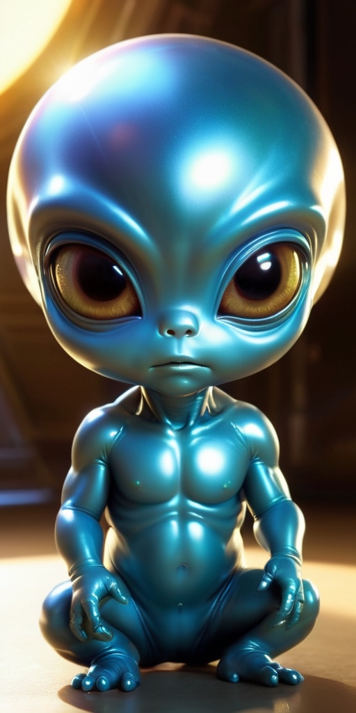 An alien infant with a smooth, | image created by Caption Master ...