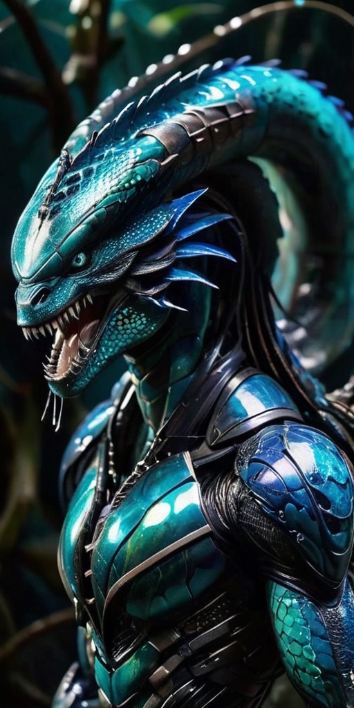 A sleek, serpentine predator w | image created by Caption Master ...