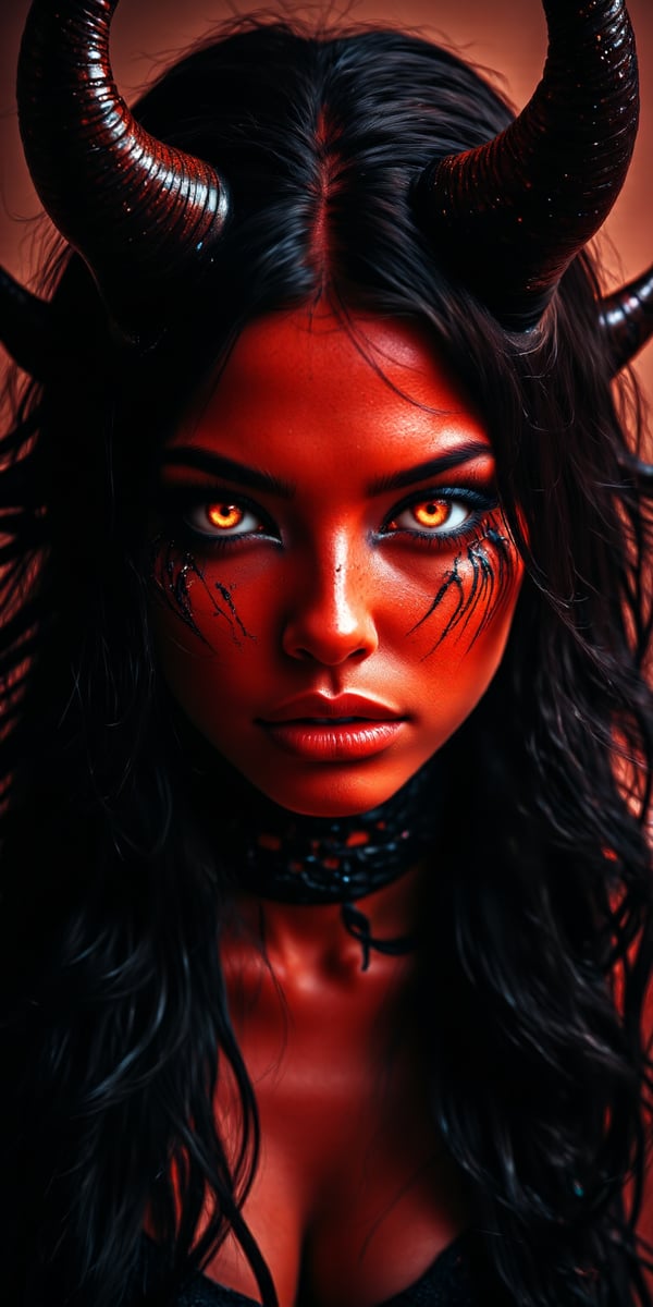 A demonic woman with crimson s | image created by Caption Master ...