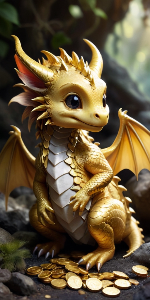 A baby dragon curled up asleep | image created by Caption Master ...