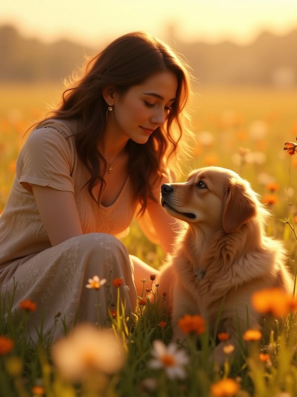 Cute girl with her best friend | image created by MangoMonster | Tensor.Art