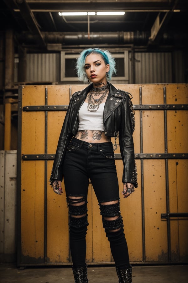 A rebellious punk girl stands | image created by SKLTNC | Tensor.Art