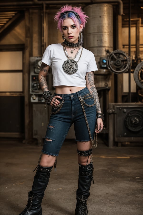 A rebellious punk girl stands | image created by SKLTNC | Tensor.Art