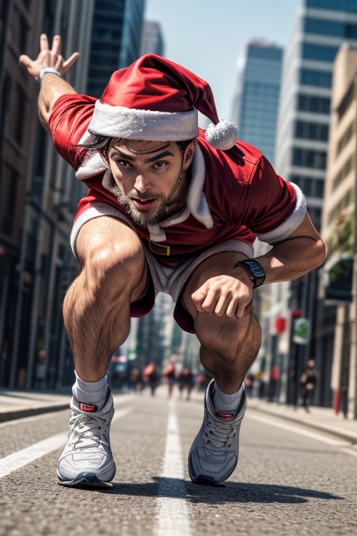Santa is running | image created by Hi3_369 | Tensor.Art