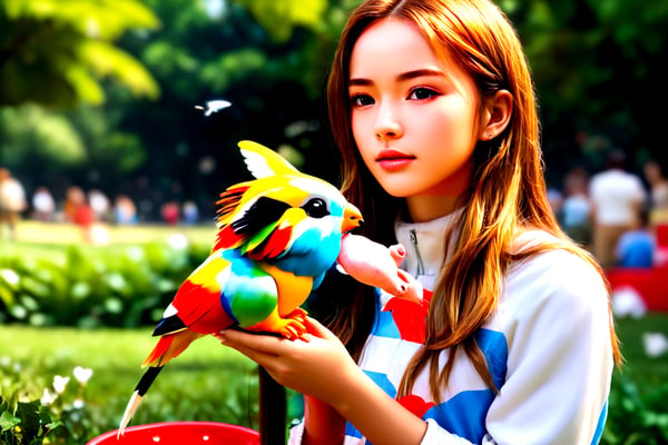 A girl playing with small anim | image created by user ...