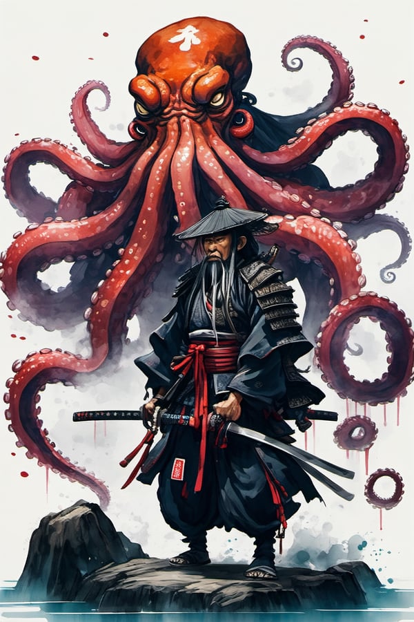 a samurai and his spirit anima | image created by Atsutane | Tensor.Art