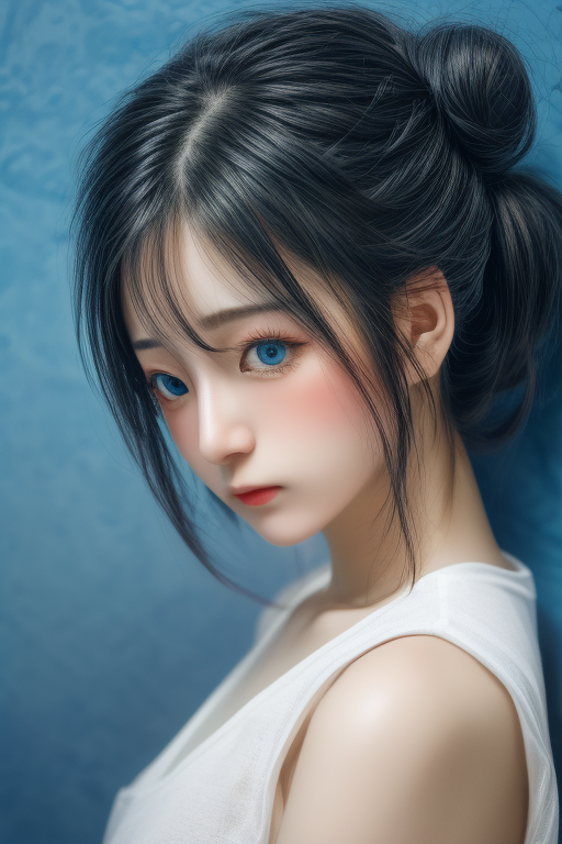 a cute girl, messy solo bun, c | image created by Ai drop | Tensor.Art