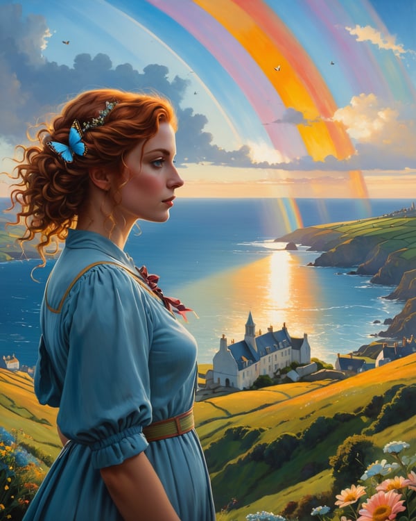 Rainbow in Cornwall | image created by Noe Universe | Tensor.Art