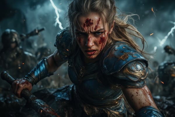 Heavily injured Female Knight | image created by Qraze | Tensor.Art