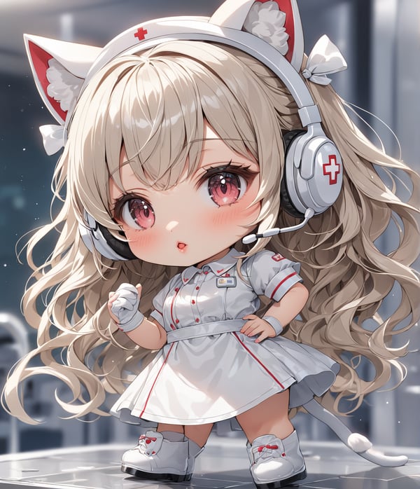 Chibi nurse with cat ears head | image created by Max AI | Tensor.Art