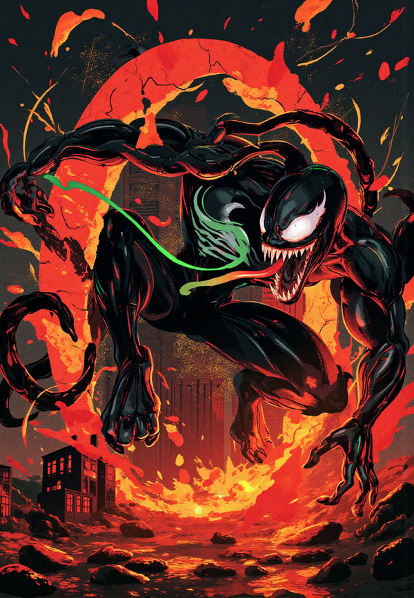 VENOM breaking through a circl | image created by Talhax5 | Tensor.Art