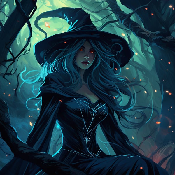 Evil tangled witch in the wood | image created by Wild Rabbit | Tensor.Art